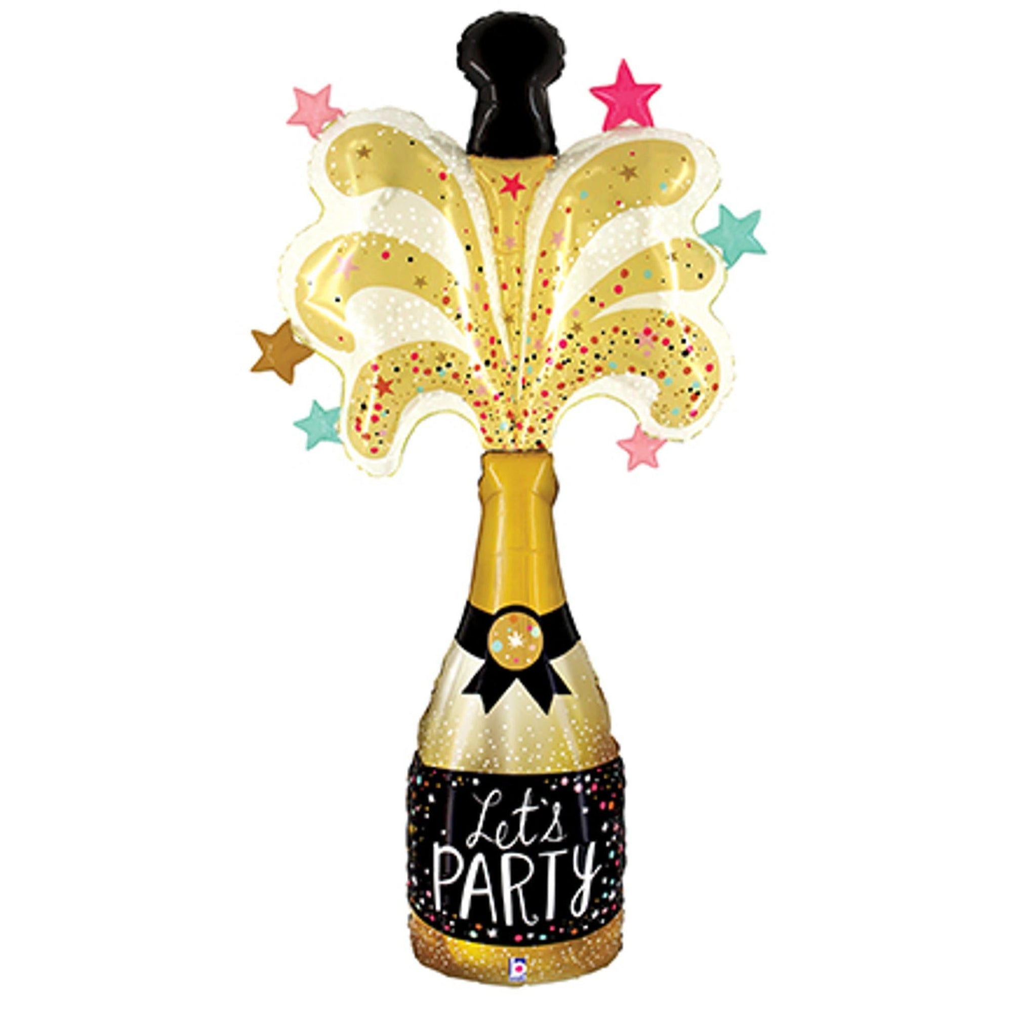 5' Giant Champagne Bottle Balloon — Shimmer & Confetti
