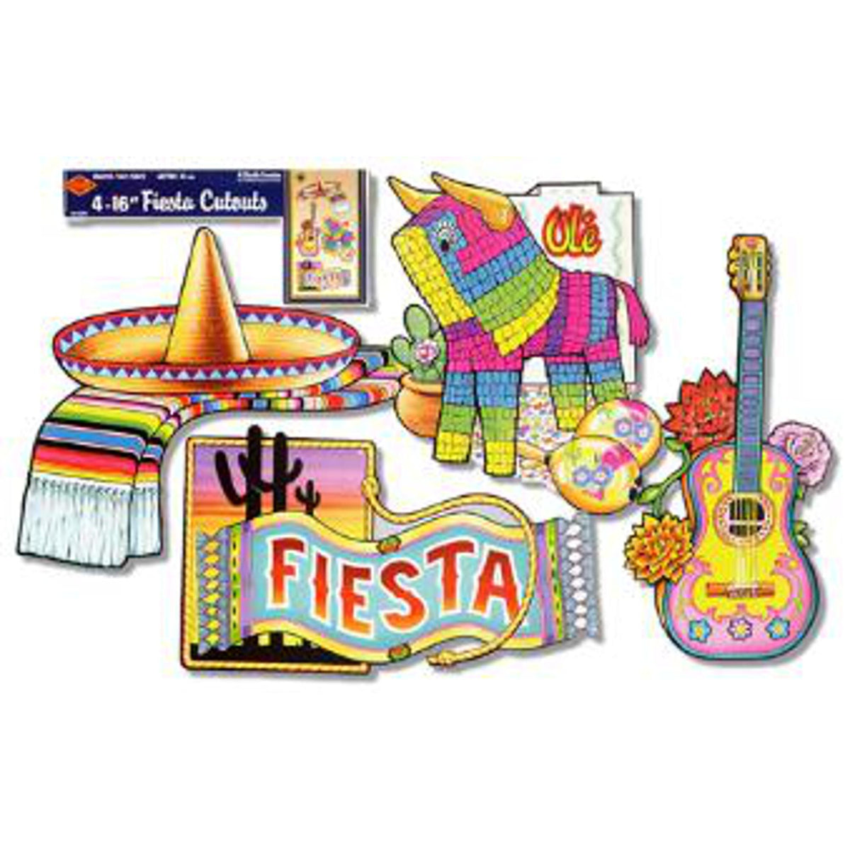 "Colorful 16" Fiesta Cutouts - Pack Of 4" — Shimmer & Confetti