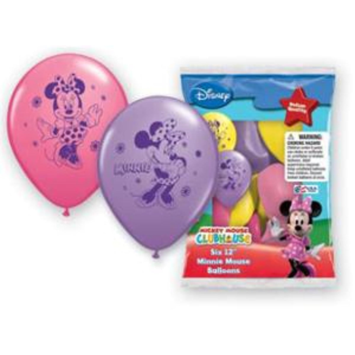 Minnie Mouse 12" Latex Balloon Assortment 6/Bag — Shimmer & Confetti