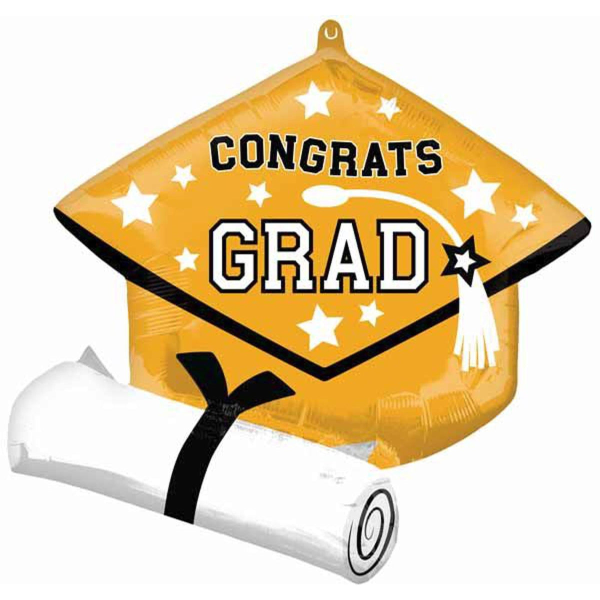 Gold Graduation Balloon Congrats Grad Diploma & Cap (3/Pk) — Shimmer ...