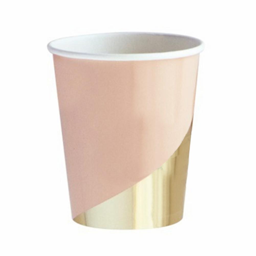 Pastel Pink and Gold Party Cups 12ct — Shimmer & Confetti